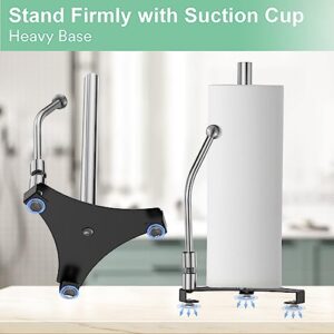 Paper Towel Holder Stand for Kitchen,Upgraded Countertop freestanding Paper Roll Holder for Kitchen Bathroom Outdoor, Flexible Tension Arm Weighted Base Suction Cups for Stability,Easy One Hand Tear