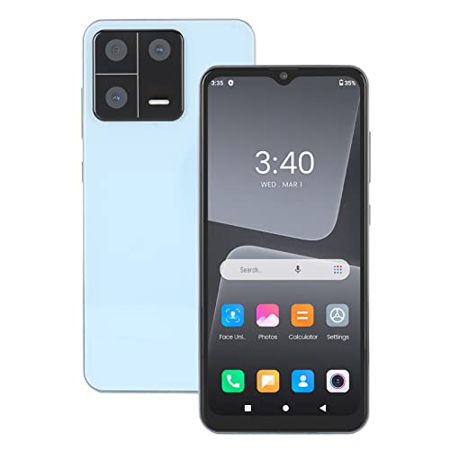 Dilwe M13 Unlocked Cellphone, 6.53in HD Screen Smartphone, 4G 5GWIFI Dual SIM Slots Mobile Phone, 6GB RAM 128GB ROM, Face Unlocking Mobile Phone for Android 12, M13-Blue, (Dilwe5pfckbais7)