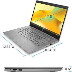 HP Chromebook Laptop Student Business (2023 Model),14‘ HD Display,Quad-Core Intel Celeron N4120 (Upto 2.6GHz),4GB RAM,64GB eMMC,HD Webcam,WiFi 5,UHD Graphics,Chrome OS +HubxcelAccessory,Modern Gray