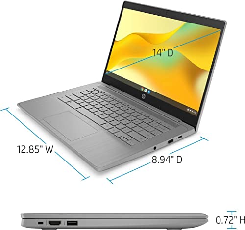 HP Chromebook Laptop Student Business (2023 Model),14‘ HD Display,Quad-Core Intel Celeron N4120 (Upto 2.6GHz),4GB RAM,64GB eMMC,HD Webcam,WiFi 5,UHD Graphics,Chrome OS +HubxcelAccessory,Modern Gray