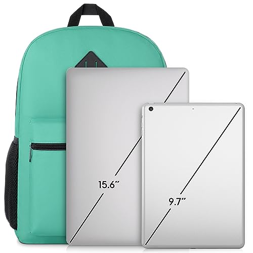 YAMTION School Backpack for Teens,Green Bookbag Classic Backpack with USB Port for High School College Students