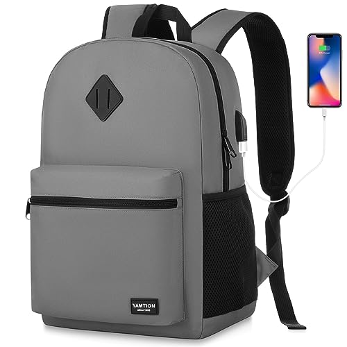 17 Inch School Backpack,Unisex Classic Bookbag Teens Schoolbag with USB Port for High School College Office Work Travel