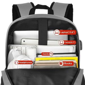 17 Inch School Backpack,Unisex Classic Bookbag Teens Schoolbag with USB Port for High School College Office Work Travel