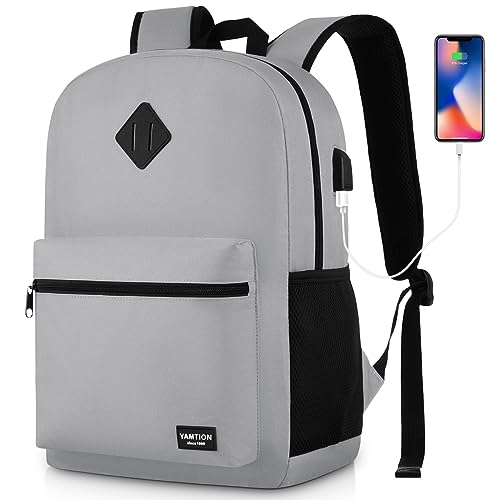 Unisex School Backpack,Classic Bookbag Adults and Teens Schoolbag with USB Port for High School College Office Work Travel