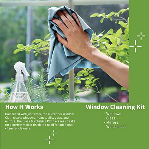 E-Cloth Deep Clean Mop, Microfiber Mop, Perfect Floor Cleaner, 100 Wash Promise & Glass Cleaner, Window Cleaning Kit, Microfiber Cleaning Cloth, 100 Wash Promise, Blue