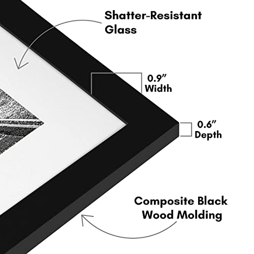 Americanflat 8x12 Picture Frame in Black Movable Sawtooth Hanger- Wall and Tabletop Easel & 11x14 Black Picture Frame - Displays 8x10 With Mat or 11x14 Without Mat