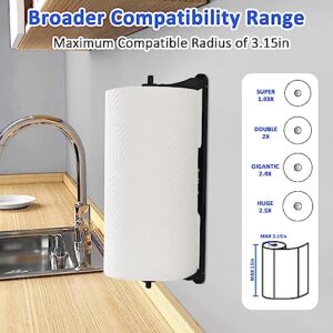 Paper Towel Holder Under Cabinet, Ayybboo Wall Mount Paper Towel Holder, for Kitchen or Bathroom Self-Adhesive or Drill Mounting Paper Roll Holder 13.8in(Black)