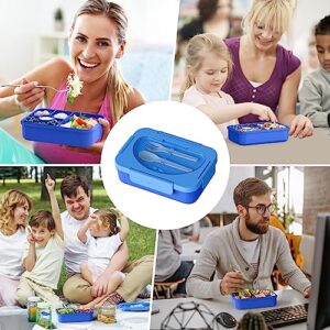 Lunch Box Kids, Bento Box, 1350ML Bento Lunch Box for Kids, Lunch Containers with 5 Compartments Utensils Food Picks Cake Cups, Leak-proof Bento Box Adult Lunch Box for Boys Girls Toddler, Blue