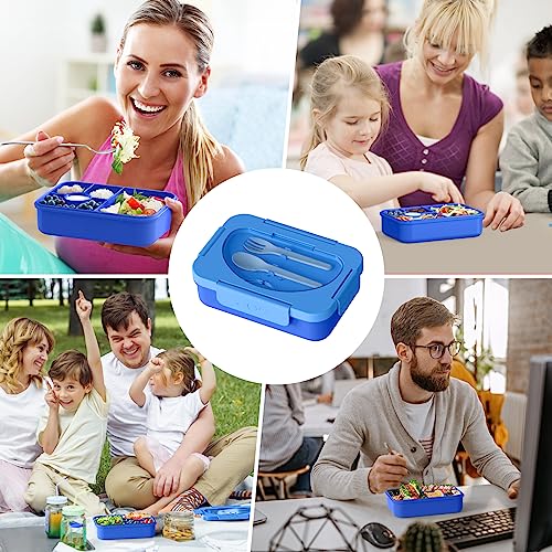 Lunch Box Kids, Bento Box, 1350ML Bento Lunch Box for Kids, Lunch Containers with 5 Compartments Utensils Food Picks Cake Cups, Leak-proof Bento Box Adult Lunch Box for Boys Girls Toddler, Blue