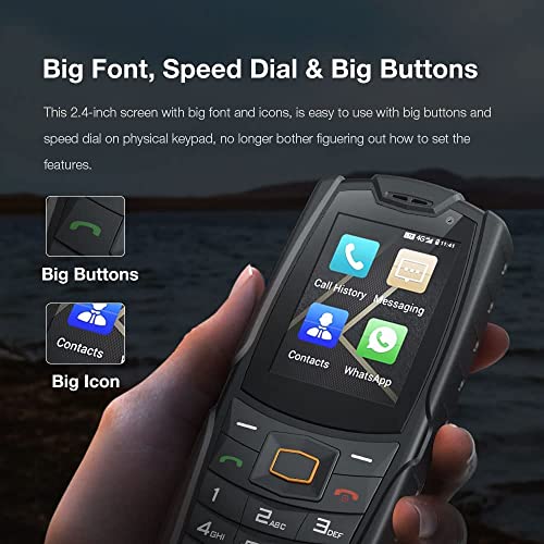 AGM M7 4G Rugged Phone, Large Button Cell Phones for Seniors, Waterproof/Drop-Proof, 2500mAh Battery, Powerful Speaker, 2.4'' Touchscreen, Dual SIM Cards, Facebook/Whatsapp/TikTok, 1GB+8GB