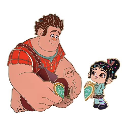 Disney BFF Pin Set, Pack of 2, Limited Edition Collector Piece, Themed Jewelry, Hard Enamel, Gold Tone Metal, Amazon Exclusive (Ralph & Vanellope)