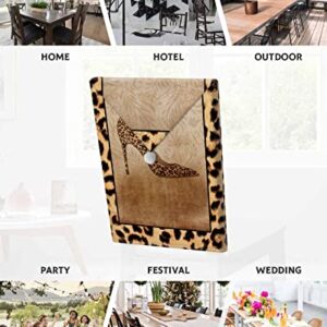 Dining Room Chair Covers Set of 8PCS,Leopard High Heels Animal Skin Print Chair Back Cover Chair Protector Slipcovers,Vintage Flower Leaves Removable Washable Chair Cover for Kitchen,Hotel,Party