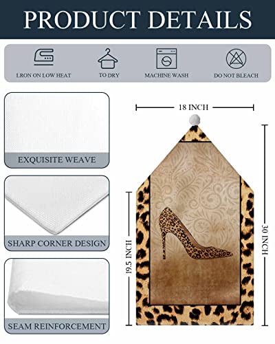 Dining Room Chair Covers Set of 8PCS,Leopard High Heels Animal Skin Print Chair Back Cover Chair Protector Slipcovers,Vintage Flower Leaves Removable Washable Chair Cover for Kitchen,Hotel,Party