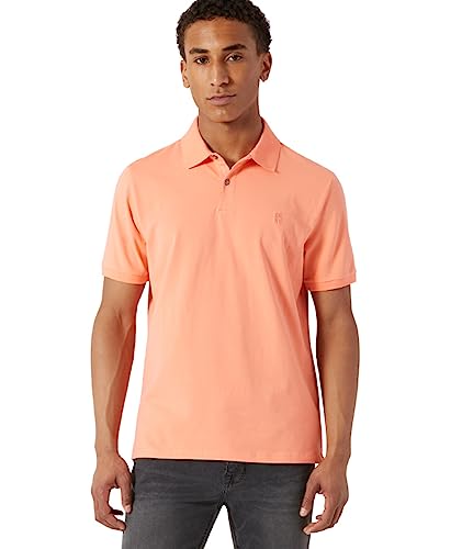 DKNY Men’s Polo Shirt – Cotton Mens Short Sleeve Polo Shirts | No Curl Collar Quick Dry Regular Fit Moisture-Wicking Golf Shirt for Men (Sizes: S-2XL) Coral