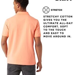 DKNY Men’s Polo Shirt – Cotton Mens Short Sleeve Polo Shirts | No Curl Collar Quick Dry Regular Fit Moisture-Wicking Golf Shirt for Men (Sizes: S-2XL) Coral