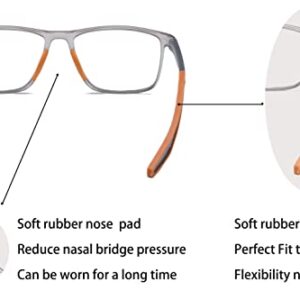 JOON-joon Reading Glasses Men 2 Pairs Sports Style Comfortable and Flexible Blue Light Blocking Readers for Men+2.0