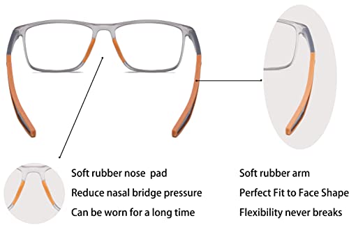 JOON-joon Reading Glasses Men 2 Pairs Sports Style Comfortable and Flexible Blue Light Blocking Readers for Men+2.0