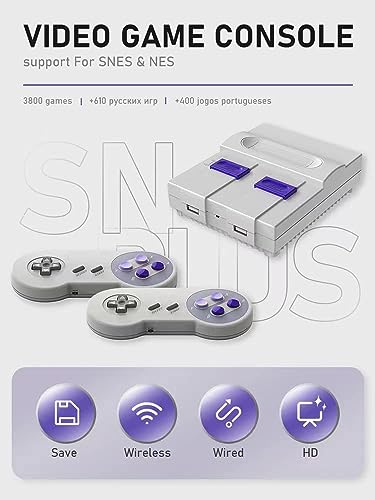 Retro Game Console with 620 Video Games,Classic Mini Game System with Wireless Controller, HDMI HD and AV Output Plug and Play Game Console,Retro Toys Gifts Choice.