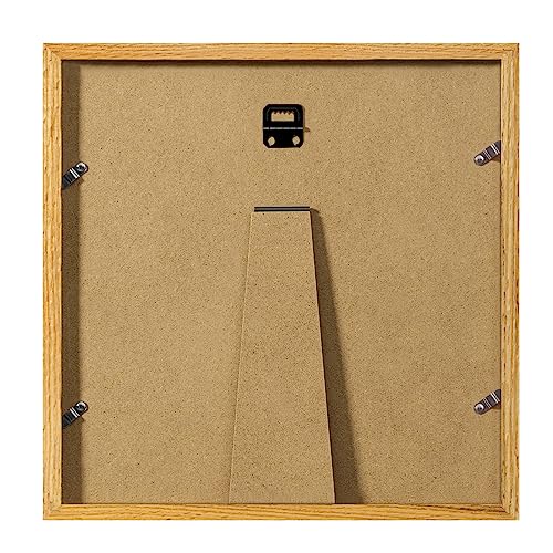 eletecpro 12x12 Picture Frame Made of Oak Wood and Reinforced Glass, Displays Photos 10x10 with Mat or 12x12 without Mat, Square Wood Frame for Modern Home Decor, Wall Mounting, Natural