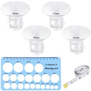 vcekract flange inserts 15/17/19/21mm, compatible with tsrete, medela, momcozy s9/s9pro/s12/s12pro wearable breast pump, reduce 24mm shield/flange nipple tunnel down to correct size 4pcs