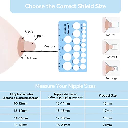 Vcekract Flange Inserts 15/17/19/21mm, Compatible with TSRETE, Medela, Momcozy S9/S9Pro/S12/S12Pro Wearable Breast Pump, Reduce 24mm Shield/Flange Nipple Tunnel Down to Correct Size 4PCS