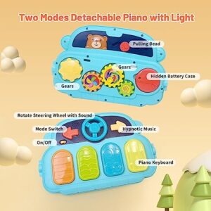 Baby Gym Play Mat & Baby Walker, Baby Activity Center with Music and Light, Tummy Time Mat, Push Toys for Toddler, Detachable Play Piano and Rattles for Newborn Babies Infants Boys Girls