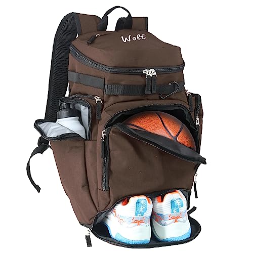 WOLT | Basketball Backpack Bag with Separate Ball Compartment and Shoes Pocket, Large Sports Equipment Bag for Basketball, Soccer, Rugby, Volleyball, Baseball Sport Backpack Bag