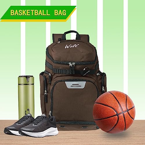 WOLT | Basketball Backpack Bag with Separate Ball Compartment and Shoes Pocket, Large Sports Equipment Bag for Basketball, Soccer, Rugby, Volleyball, Baseball Sport Backpack Bag