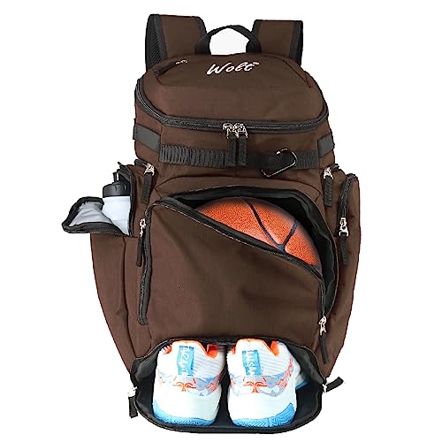 WOLT | Basketball Backpack Bag with Separate Ball Compartment and Shoes Pocket, Large Sports Equipment Bag for Basketball, Soccer, Rugby, Volleyball, Baseball Sport Backpack Bag