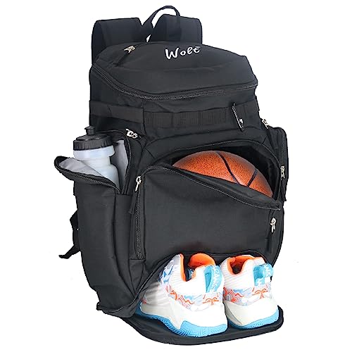 WOLT | Basketball Backpack Bag with Separate Ball Compartment and Shoes Pocket,Large Sports Equipment Bag for Basketball, Soccer, Rugby, Volleyball, Baseball Sport Backpack Bag