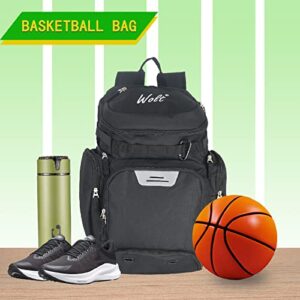 WOLT | Basketball Backpack Bag with Separate Ball Compartment and Shoes Pocket,Large Sports Equipment Bag for Basketball, Soccer, Rugby, Volleyball, Baseball Sport Backpack Bag