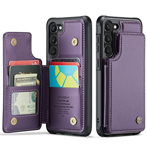 Vinich Samsung Galaxy S23 Plus Case with Card Holder, Samsung S23 Plus Wallet Case for Women Men with RFID Blocking, Durable Leather Kickstand Shockproof Case for Galaxy S23 Plus 5G, Purple