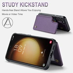 Vinich Samsung Galaxy S23 Plus Case with Card Holder, Samsung S23 Plus Wallet Case for Women Men with RFID Blocking, Durable Leather Kickstand Shockproof Case for Galaxy S23 Plus 5G, Purple