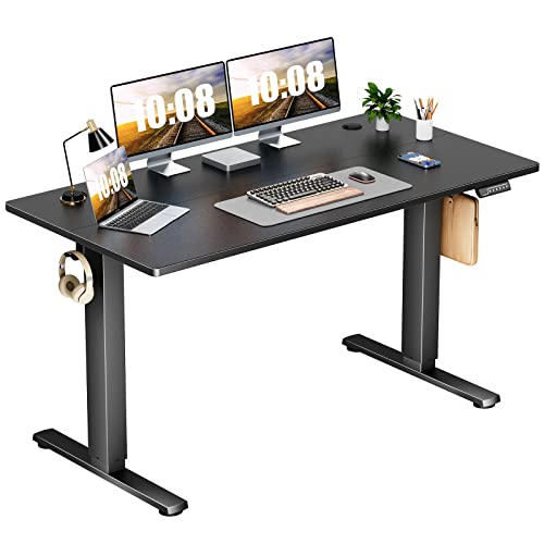 Electric Standing Desk - Height Adjustable Desk, 55 x 24 Inches Ergonomic Stand up Desk with Memory Preset, Sit Stand Computer Home Office Desk Standing Table with T-Shaped Metal Bracket, Black