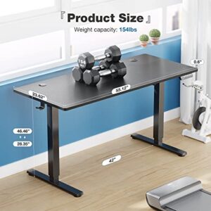 Electric Standing Desk - Height Adjustable Desk, 55 x 24 Inches Ergonomic Stand up Desk with Memory Preset, Sit Stand Computer Home Office Desk Standing Table with T-Shaped Metal Bracket, Black