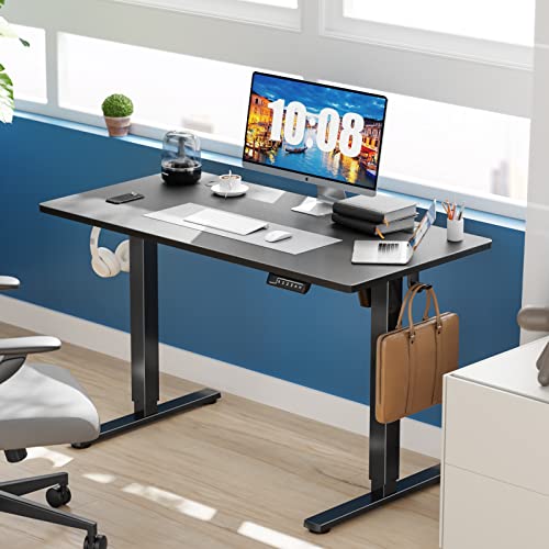 Electric Standing Desk - Height Adjustable Desk, 55 x 24 Inches Ergonomic Stand up Desk with Memory Preset, Sit Stand Computer Home Office Desk Standing Table with T-Shaped Metal Bracket, Black