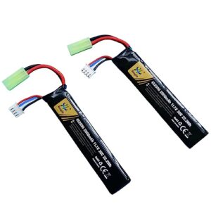 xdjxwjn 2pcs x 2000mah 30c 11.1v lipo airsoft battery with mini tamiya connector for airsoft model airsoft rifle