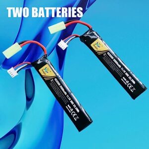 XDJXWJN 2pcs X 2000mAh 30C 11.1V Lipo Airsoft Battery with Mini Tamiya Connector for Airsoft Model Airsoft Rifle