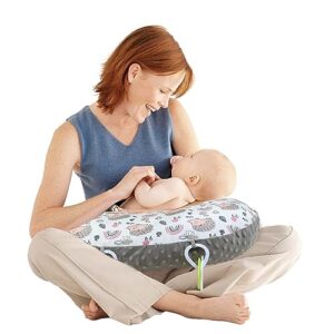 blublu park baby nursing pillows for breastfeeding, multifunctional ultra soft minky nursing pillow for baby boys and girls, baby feeding support pillow for newborn, grey