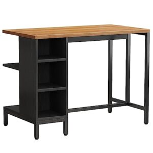 Tribesigns Kitchen Island with Storage Shelves, 43 Inch Kitchen Prep Table with 5 Open Shelves and Large Worktop, Industrial Butcher Block Island Coffee Bar Table, Dark Walnut (Stools Not Included)