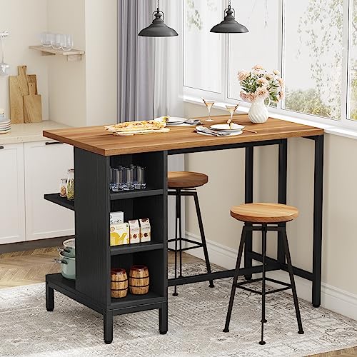 Tribesigns Kitchen Island with Storage Shelves, 43 Inch Kitchen Prep Table with 5 Open Shelves and Large Worktop, Industrial Butcher Block Island Coffee Bar Table, Dark Walnut (Stools Not Included)