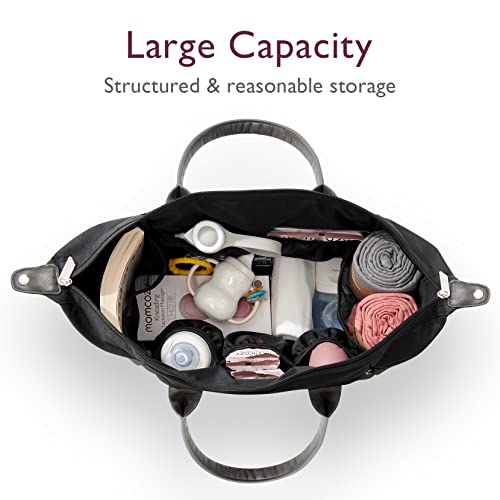 Momcozy Breast Pump Bag Diaper Bag Tote, Detachable Double Layer, Separate Storage Area for Breast Pump, with Changing Pad and 3 Insulated Pockets, Multifunction Diaper Bag for Travel, Work