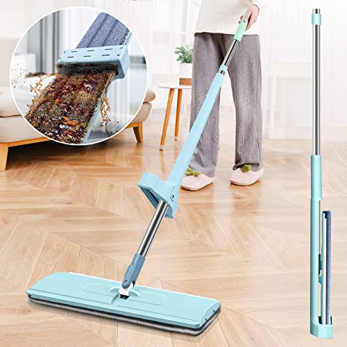 Hopwin Microfiber Hardwood Floor Mop, No Hand Washing, Flat Mop, Household Wooden Floor, Lazy Person, Mop Floor, No Cleaning, Dry and Wet, Mop and Clean The Artifact