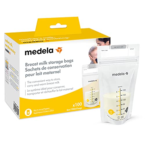 Medela Breast Milk Storage Bags, 100 Count, Ready to Use Breastmilk Bags & Purelan Lanolin Nipple Cream for Breastfeeding & Safe & Dry Ultra Thin Disposable Nursing Pads