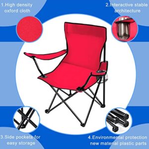 4 Pack Folding Camping Chairs with Carrying Bag Portable Lawn Chairs Lightweight Beach Chairs Outdoor Collapsible Chair with Mesh Cup Holder for Travel Outside Camp Beach Fishing Sports (Red)