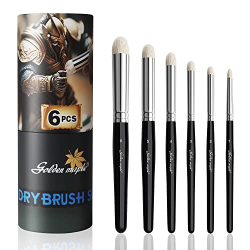 Dry Brush Miniature Painting Drybrush Set - 6PC Golden Maple Professional Modellers Miniature Paint Brushes for Warhammer 40k, DND Miniatures, Citadel, Scale Model, Enamel & Fantasy Figurines Painting