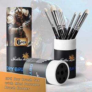 Dry Brush Miniature Painting Drybrush Set - 6PC Golden Maple Professional Modellers Miniature Paint Brushes for Warhammer 40k, DND Miniatures, Citadel, Scale Model, Enamel & Fantasy Figurines Painting