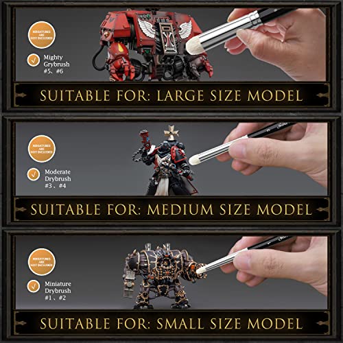 Dry Brush Miniature Painting Drybrush Set - 6PC Golden Maple Professional Modellers Miniature Paint Brushes for Warhammer 40k, DND Miniatures, Citadel, Scale Model, Enamel & Fantasy Figurines Painting