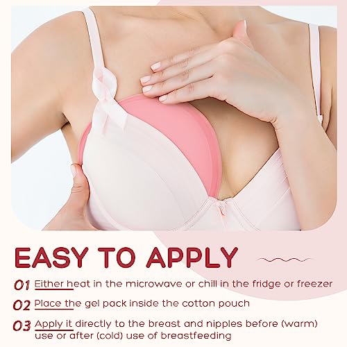 Luguiic Breast Ice Pack for Nursing Soreness, Engorgement, Mastitis, Nipple Pain, Hot or Cold Therapy for Breastfeeding or Breast Augmentation for Nursing Mothers