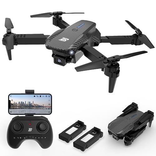 BEZGAR BD101 Drone with 1080P Camera for Adults and Kids - Foldable FPV Remote Control Drone with Gestures Selfie, Auto Hover, One Key Start/Land, 3D Flips, 2 Batteries, Toys Gifts for Boys Girls